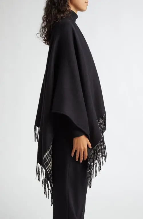 Burberry Reversible Open Front Wool Cape - Black/calico Ip Chk