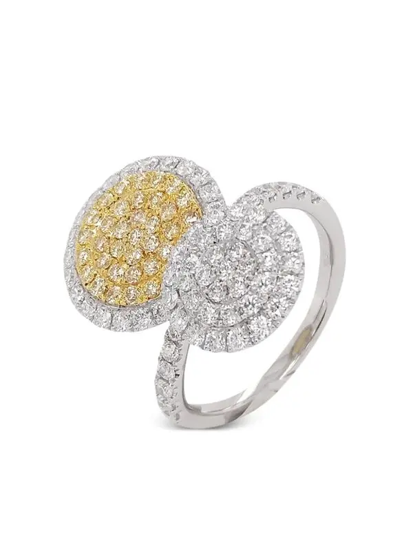 HYT JEWELRY 18kt Yellow Gold And Platinum Diamond Ring - Silver