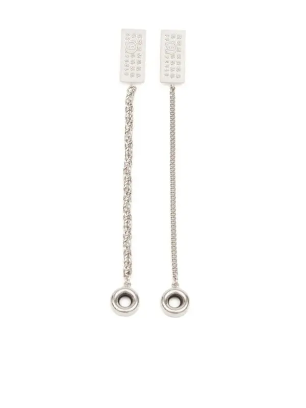 MAISON MARGIELA Numbers-motif Drop Earrings - Silver