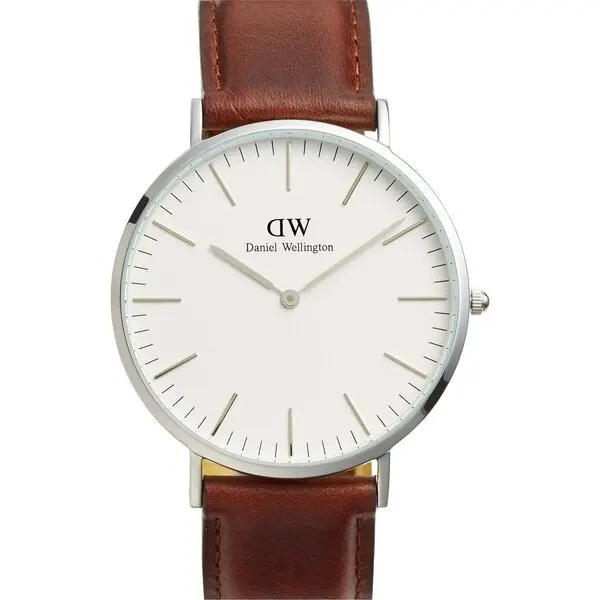DANIEL WELLINGTON Classic St. Mawes Leather Strap Watch - Brown/silver