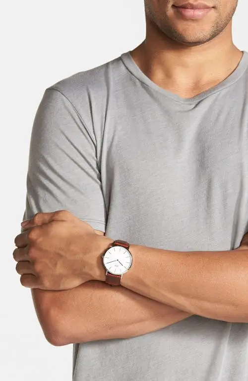 DANIEL WELLINGTON Classic St. Mawes Leather Strap Watch - Brown/silver