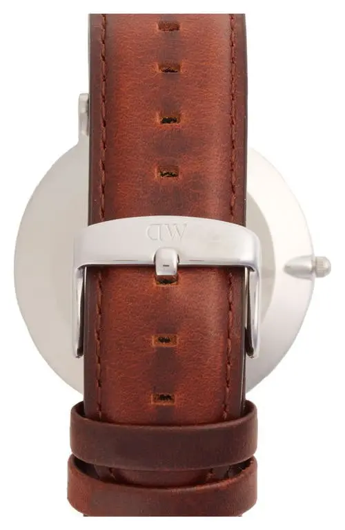 DANIEL WELLINGTON Classic St. Mawes Leather Strap Watch - Brown/silver