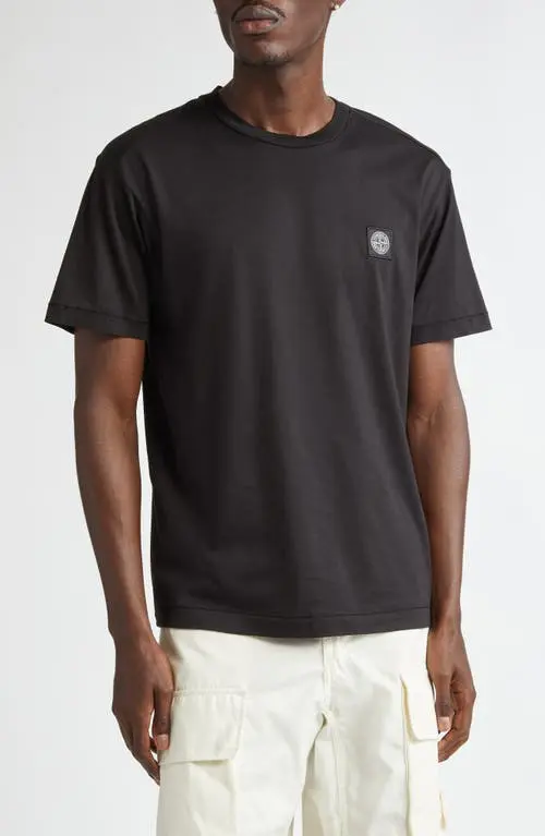 Stone Island Logo Patch Cotton T-shirt - Black