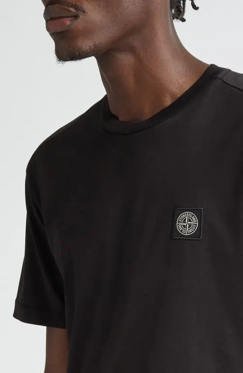 Stone Island Logo Patch Cotton T-shirt - Black