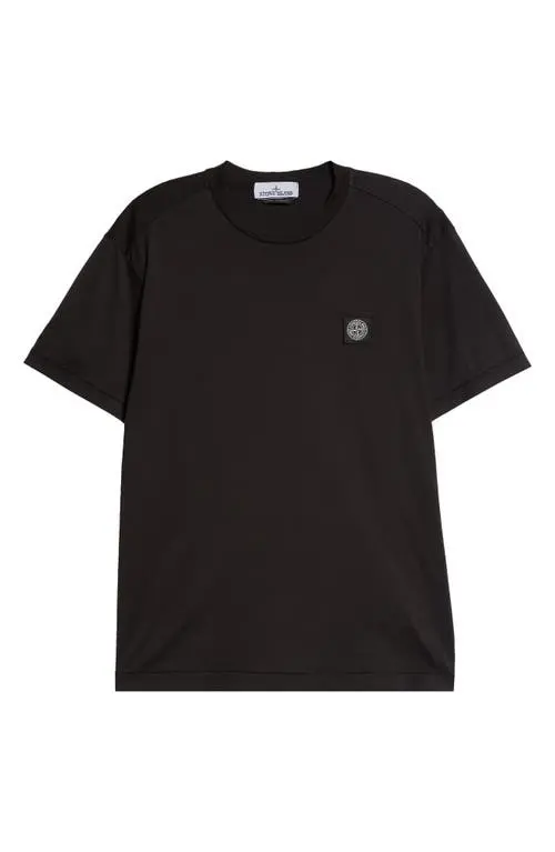 Stone Island Logo Patch Cotton T-shirt - Black