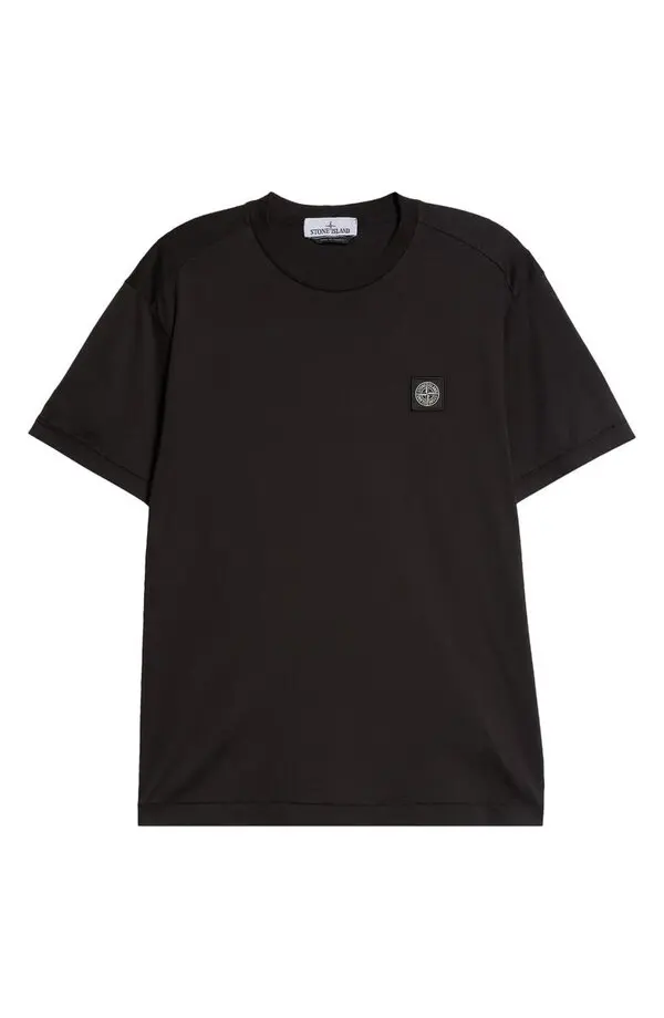 Stone Island Logo Patch Cotton T-shirt - Black