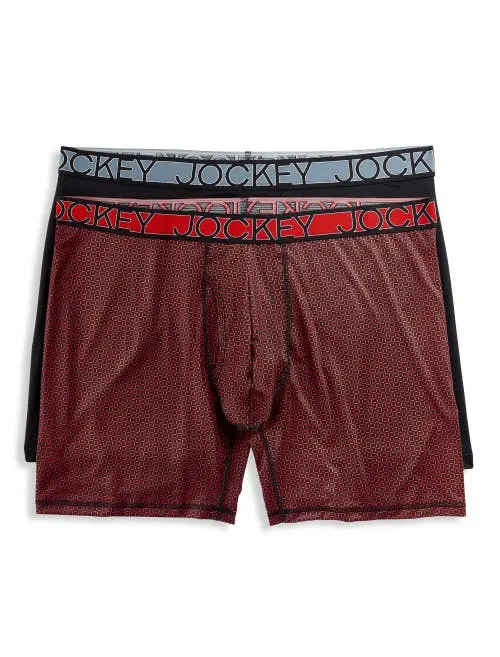 JOCKEY 2-pk Activemicro Boxer Briefs - Red Black
