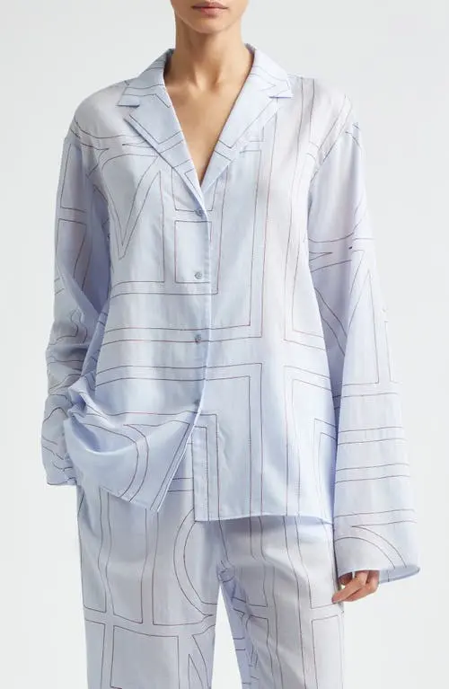 TOTEME Monogram Embroidered Button-up Shirt - Sky