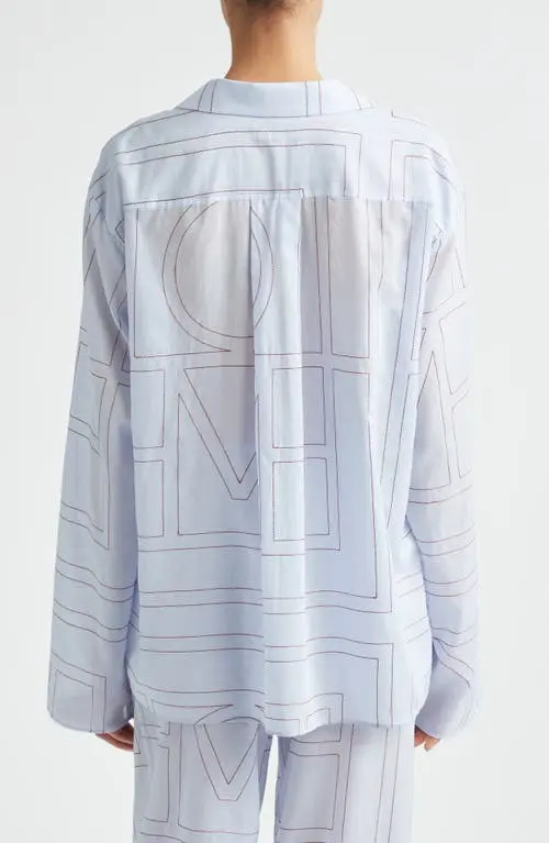 TOTEME Monogram Embroidered Button-up Shirt - Sky