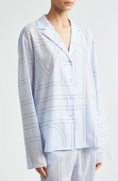 TOTEME Monogram Embroidered Button-up Shirt - Sky
