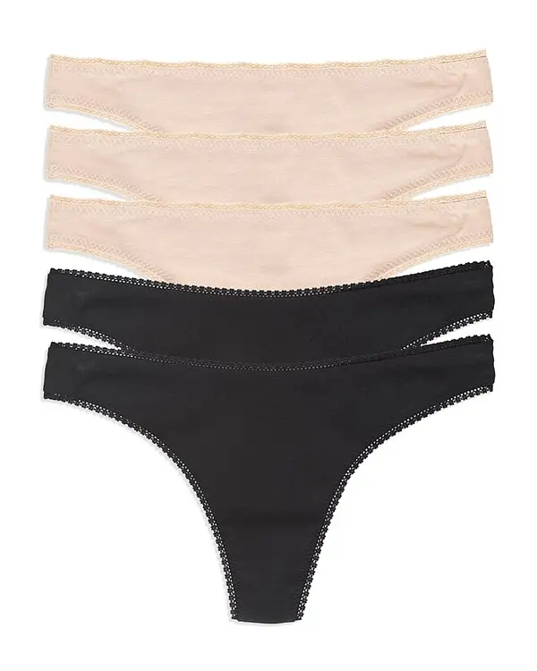 ON GOSSAMER Cabana Hip G Thongs, Set Of 5 - Black/champagne