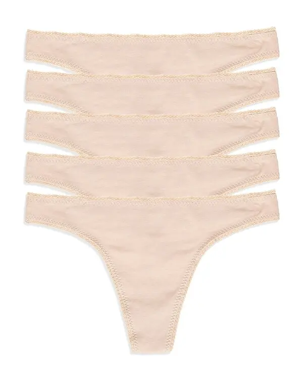 ON GOSSAMER Cabana Hip G Thongs, Set Of 5 - Champagne