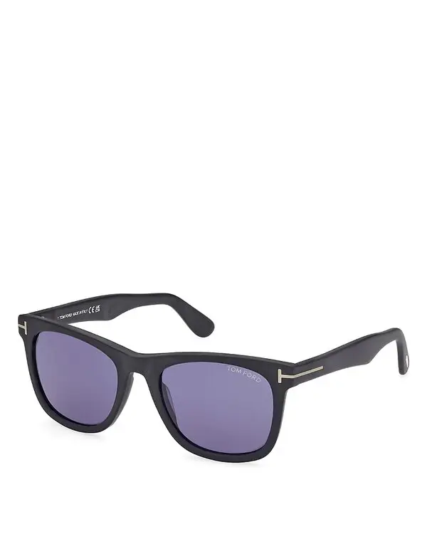 TOM FORD 52mm Square Sunglasses - Black/blue Solid