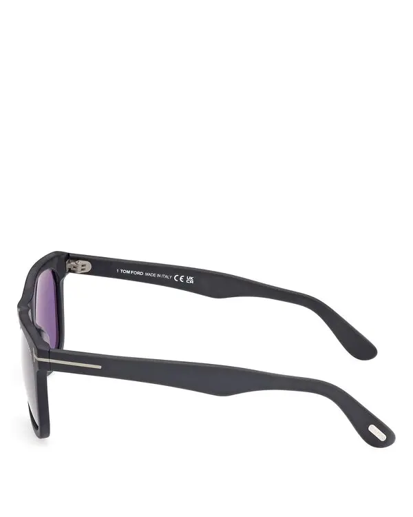 TOM FORD 52mm Square Sunglasses - Black/blue Solid