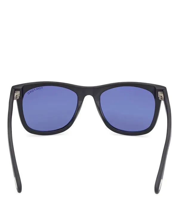 TOM FORD 52mm Square Sunglasses - Black/blue Solid