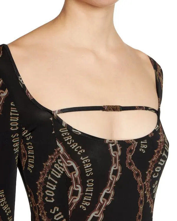 black versace dress with gold chains Organzino Chain Logo In Black/Gold - 75% Off versace chain print dress