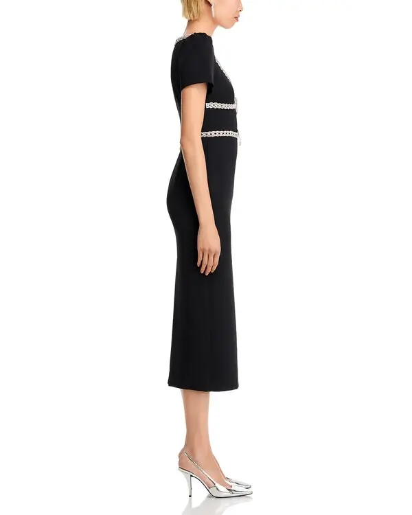 Self-Portrait Crepe Diamante Midi Dress In Black - 55% Off | Editorialist