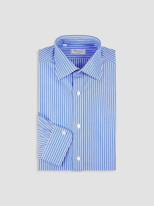 Charvet Striped Cotton Dress Shirt - Blue
