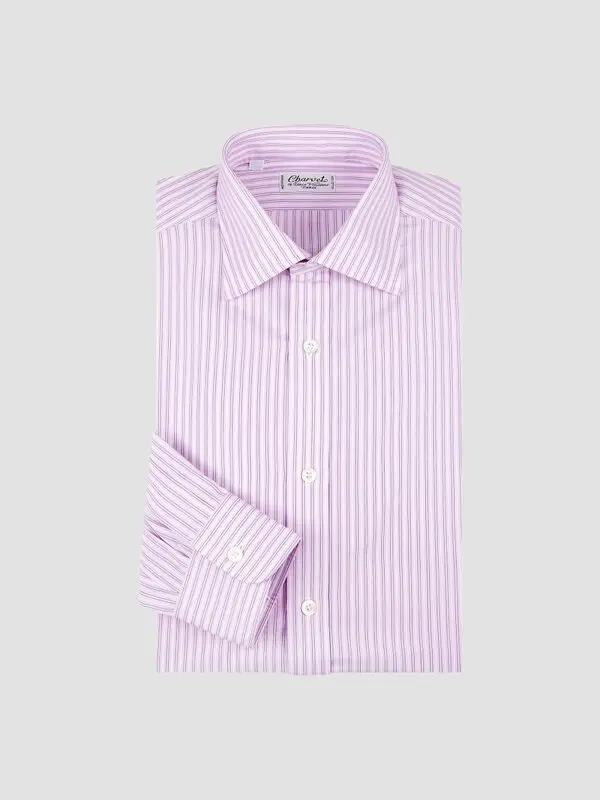 Charvet Striped Cotton Dress Shirt - Pink