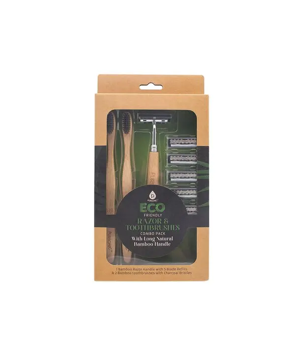 PURSONIC Eco Friendly Razor & Toothbrushes Combo Pack - Beige
