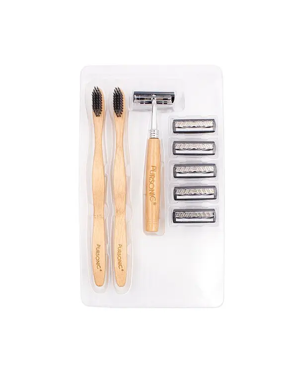 PURSONIC Eco Friendly Razor & Toothbrushes Combo Pack - Beige
