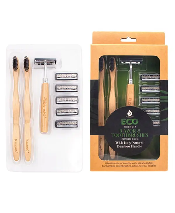 PURSONIC Eco Friendly Razor & Toothbrushes Combo Pack