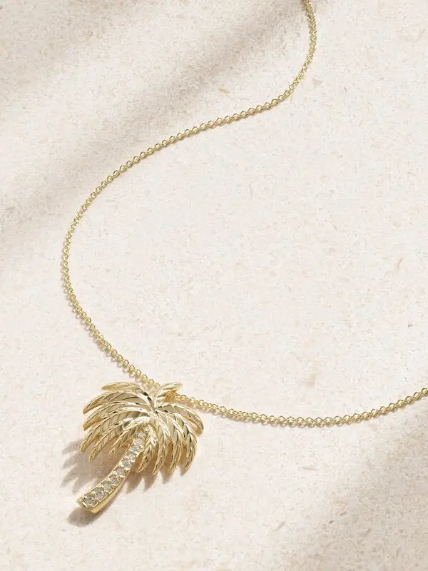 SYDNEY EVAN Palm Tree 14-karat Diamond Necklace - Gold