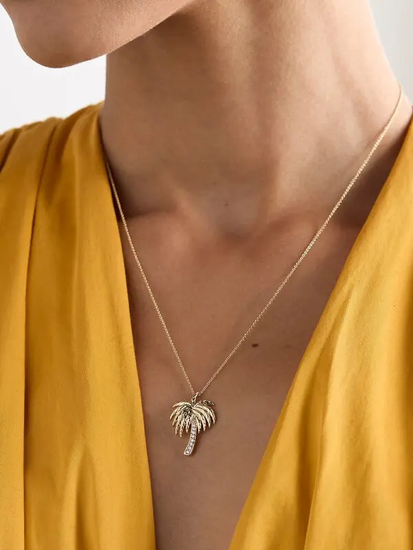 SYDNEY EVAN Palm Tree 14-karat Diamond Necklace