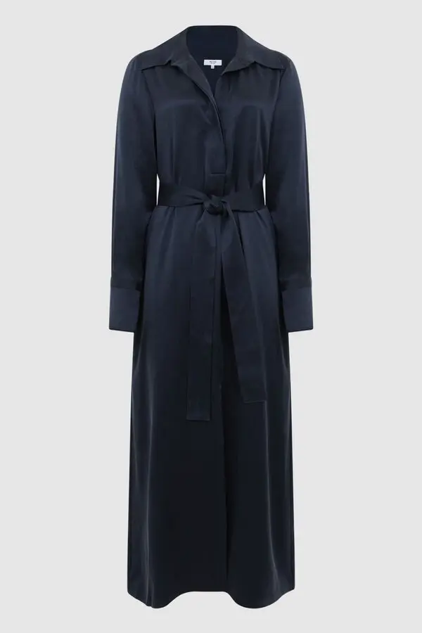 reiss nico silk shirt dress Reiss Silk Shirt Dress in Nude