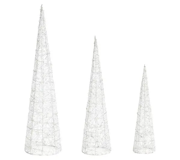 GLITZHOME 23' Led Lighted Christmas Cone Trees /3