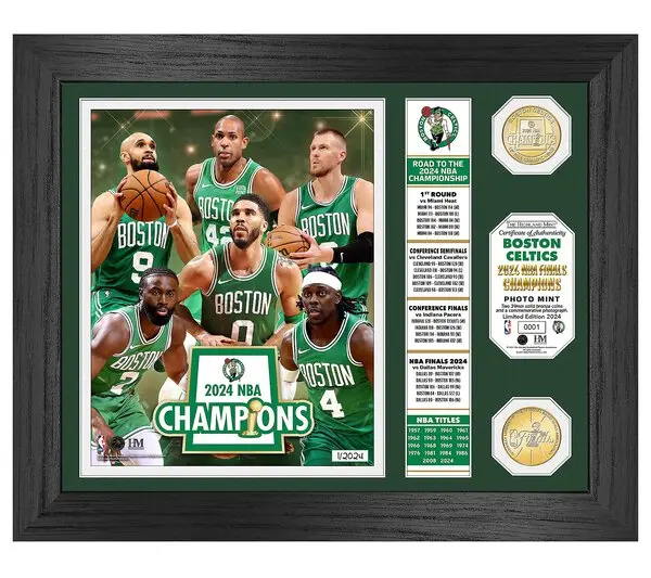 HIGHLAND MINT 2024 Nba Champions Banner Bronze Oin Photo - One-color