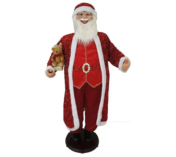 FRASER HILL FARM 58-in. Dancing Santa In Red Se Quin Suit With - One-color