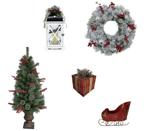 FRASER HILL FARM Tartan Christmas 5-piece Decor Ating Kit: Fros - One-color