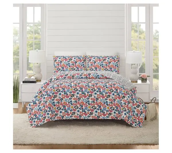 MODERN HEIRLOOM Blossom 3pc King Cotton Quilt S Et - One-color