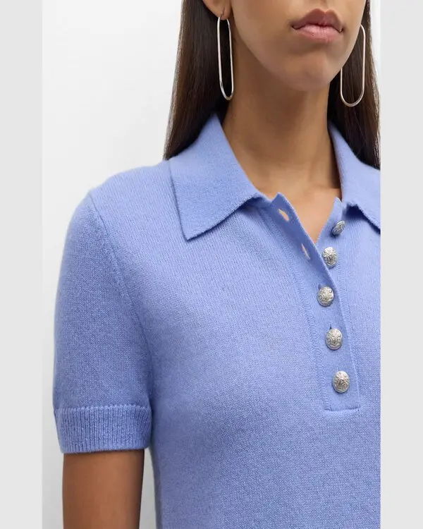 Veronica Beard Brandt Cashmere Polo Top
