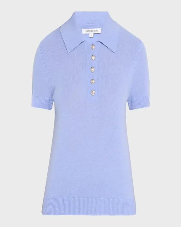 Veronica Beard Brandt Cashmere Polo Top