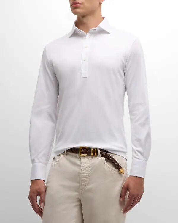 Brunello Cucinelli Cotton Long-sleeve Polo Shirt - White
