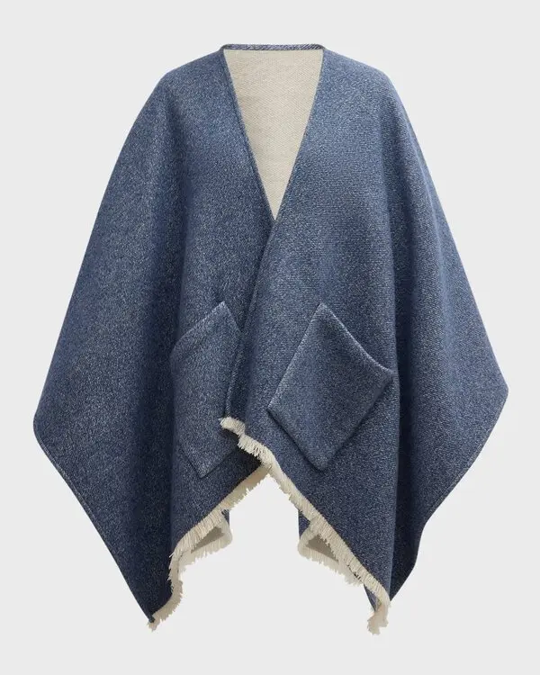 Alonpi Fringed Cashmere-blend Cape With Pockets