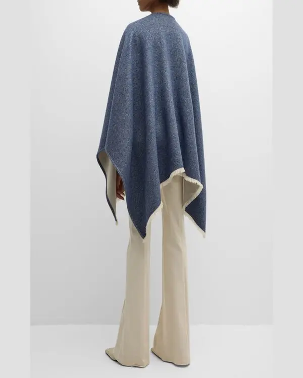 Alonpi Fringed Cashmere-blend Cape With Pockets