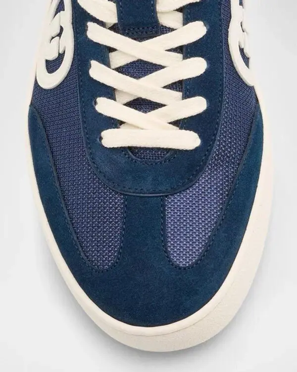 Gucci G75 Canvas And Suede Low-top Sneakers - Blue