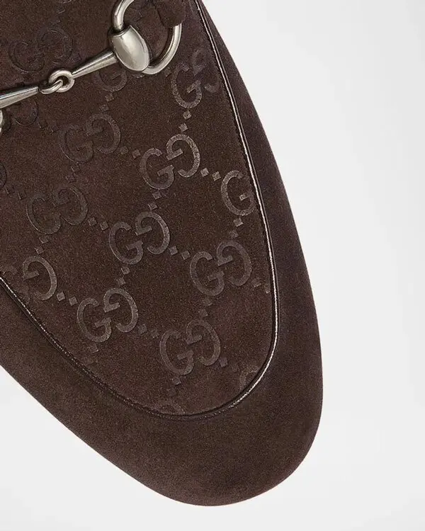 Gucci Guccissima Jordy Suede Loafers - Cocoa