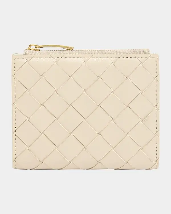 Bottega Veneta Small Bifold Leather Wallet - Ecru Glacier