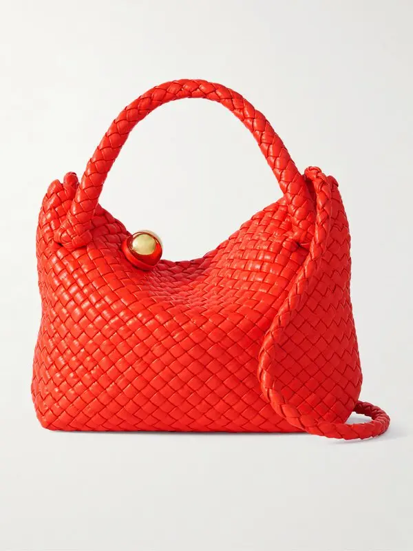 Bottega Veneta Mini Intrecciato Leather Shoulder Bag - Orange