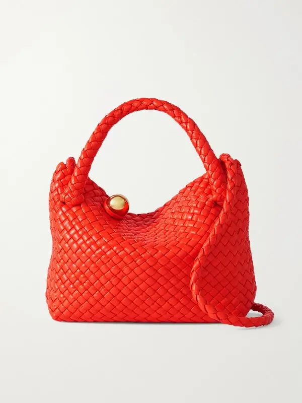 Bottega Veneta Mini Intrecciato Leather Shoulder Bag - Orange