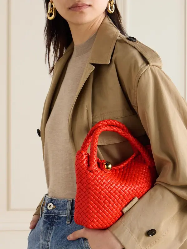 Bottega Veneta Mini Intrecciato Leather Shoulder Bag - Orange