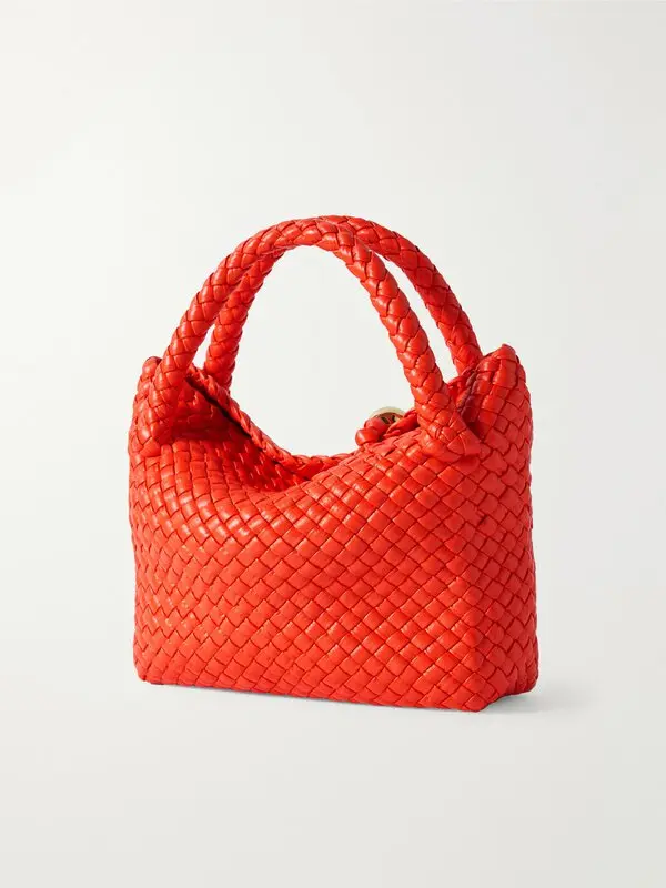 Bottega Veneta Mini Intrecciato Leather Shoulder Bag - Orange