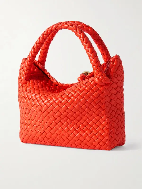 Bottega Veneta Mini Intrecciato Leather Shoulder Bag - Orange