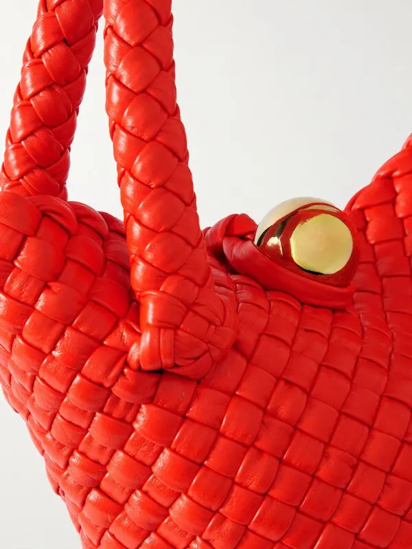 Bottega Veneta Mini Intrecciato Leather Shoulder Bag - Orange