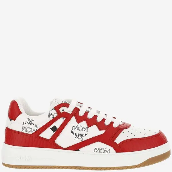 Mcm Leather Sneakers With Logo In Red 34% Off Editorialist