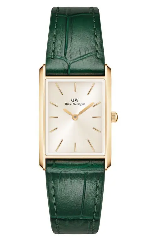 DANIEL WELLINGTON Tank Leather Strap Watch - Gold
